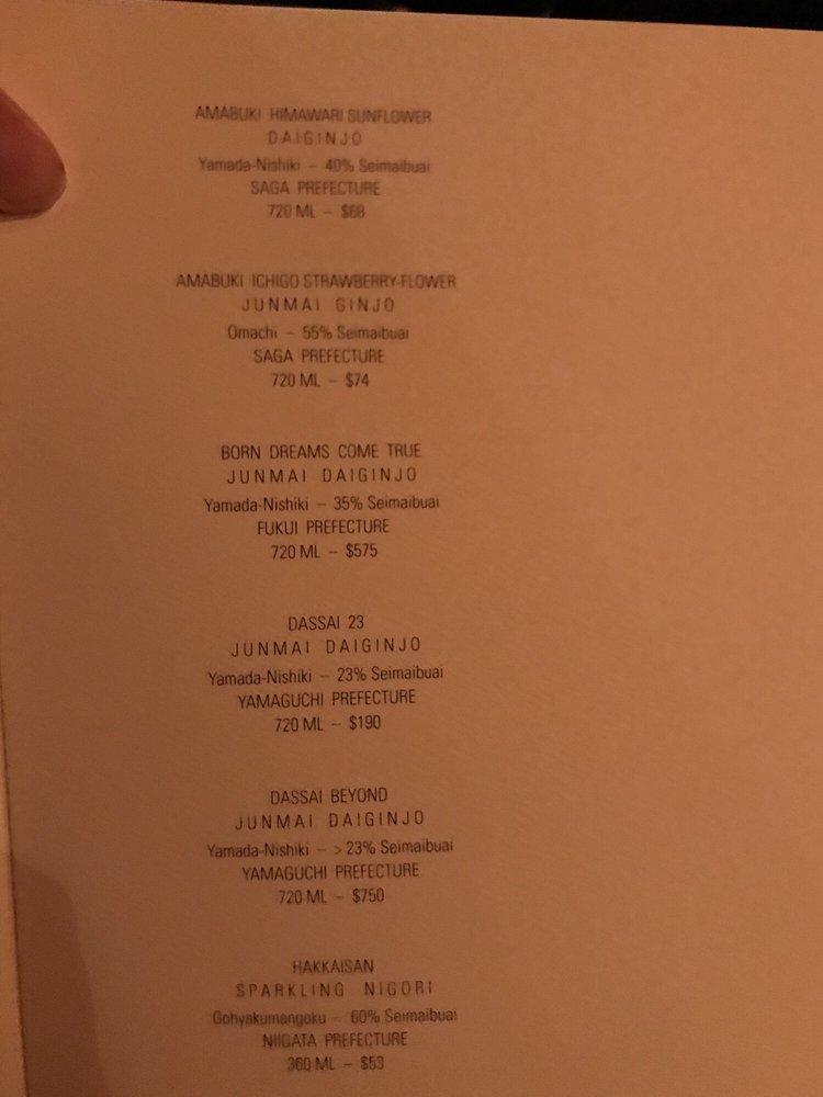 Menu at Himitsu restaurant, Atlanta, 3050 Peachtree Rd