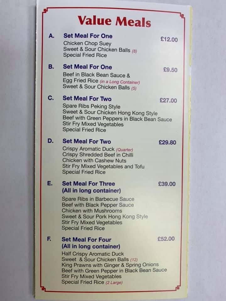 Menu at Lantern House fast food, St Albans