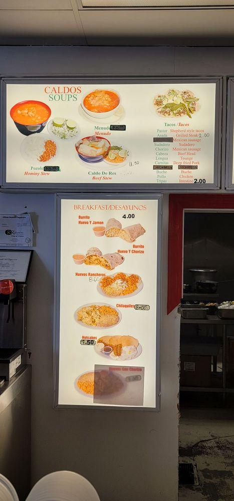 Menu at Taco Mex restaurant, Rio Rancho
