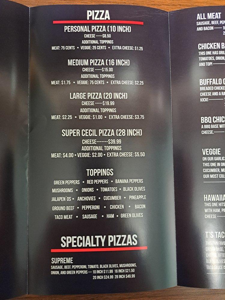 Menu at Cecil's Slice Of Pie pizzeria, Versailles
