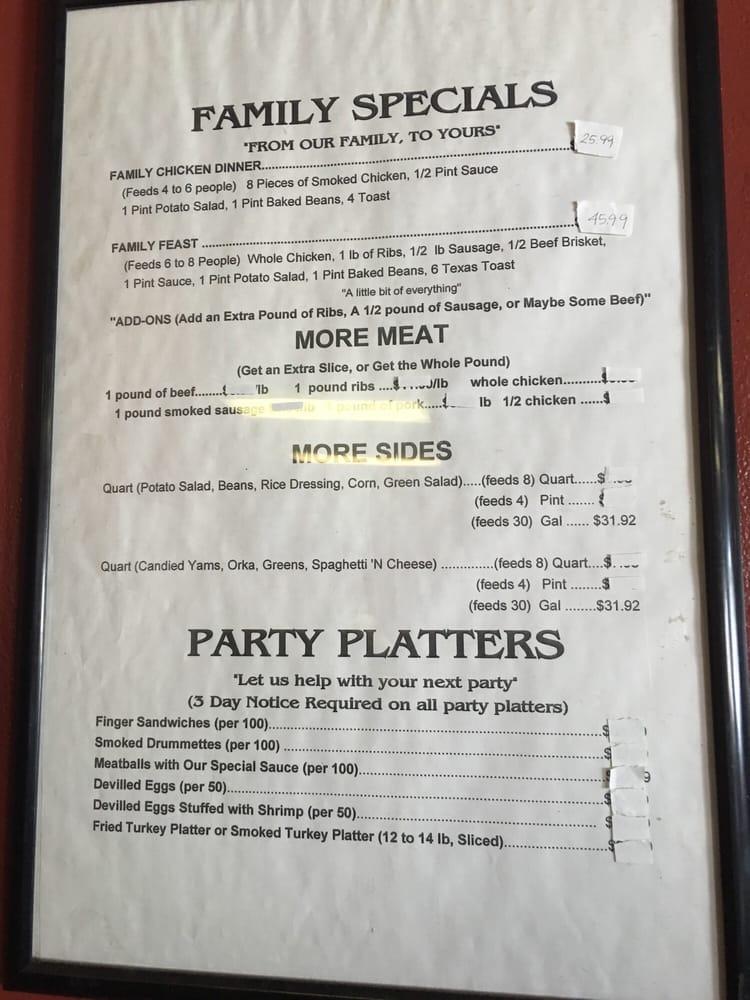 Menu at Deep South Barbeque, Baton Rouge