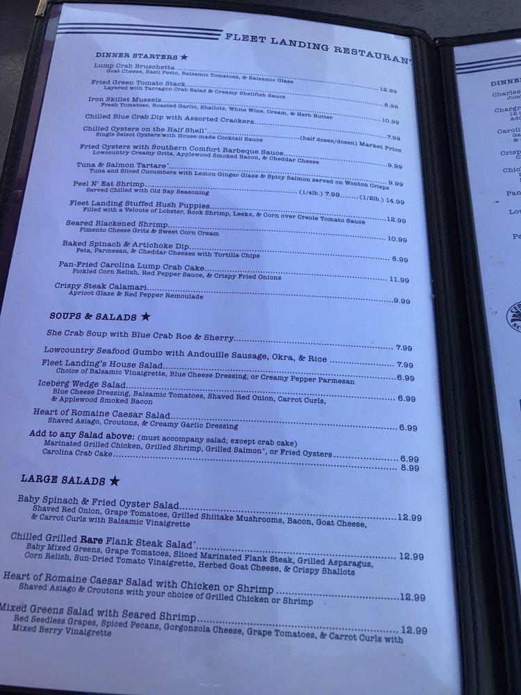 Menu at Fleet Landing Restaurant & Bar, Charleston