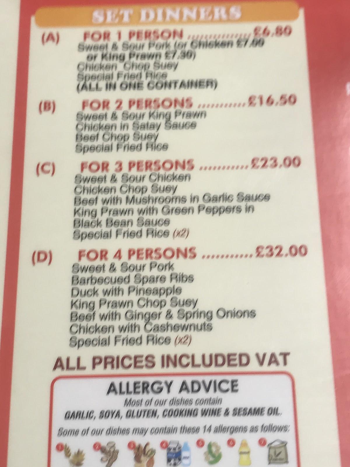 Menu at Golden Dragon fast food, Uckfield