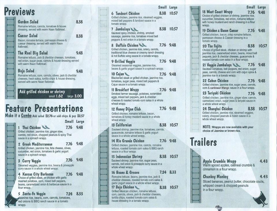 Menu at Reel Wrapps restaurant, Abbotsford