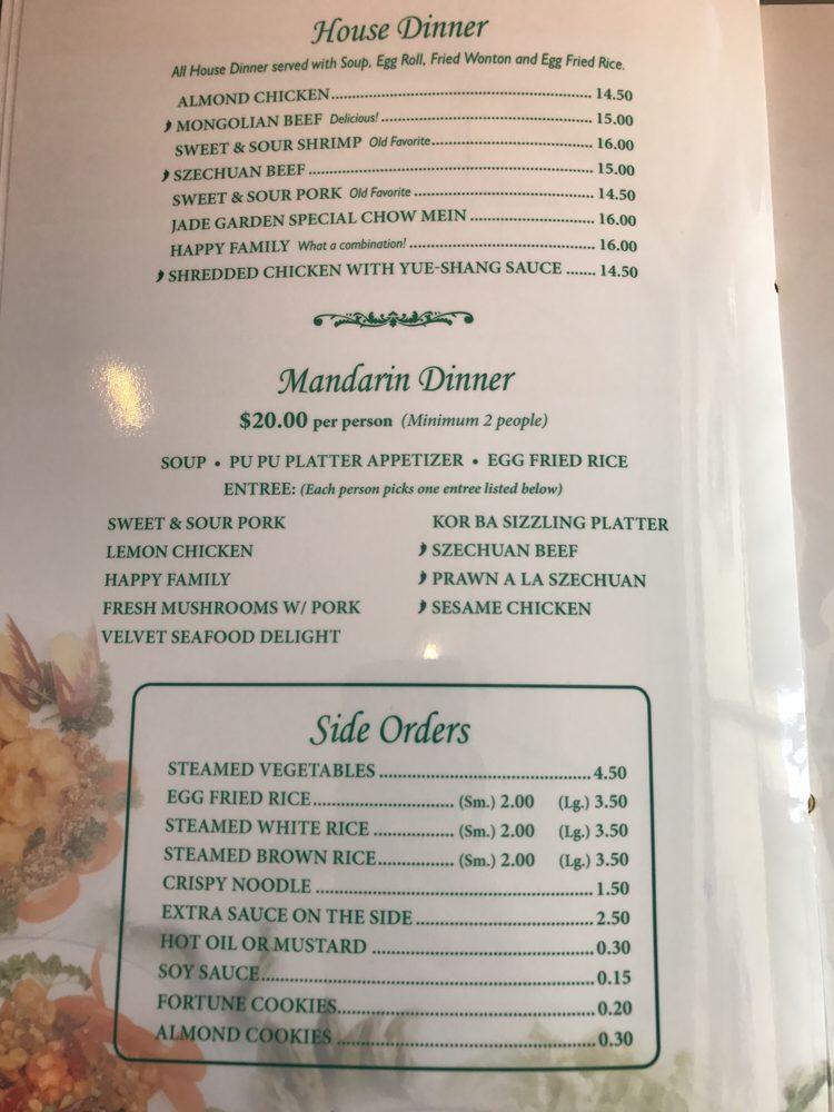 Menu at Jade Garden restaurant, Littleton