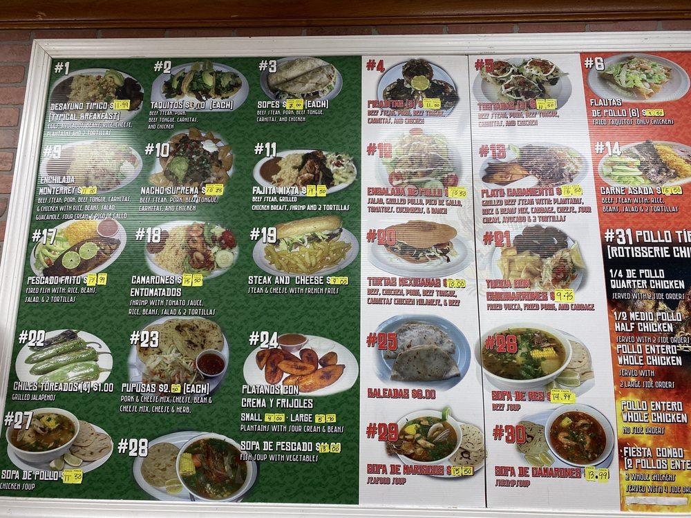 Menu at Pollo Tipico restaurant, Lanham