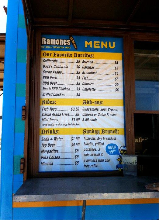 Menu at Ramones Cantina restaurant, Oceanside, Building 2100