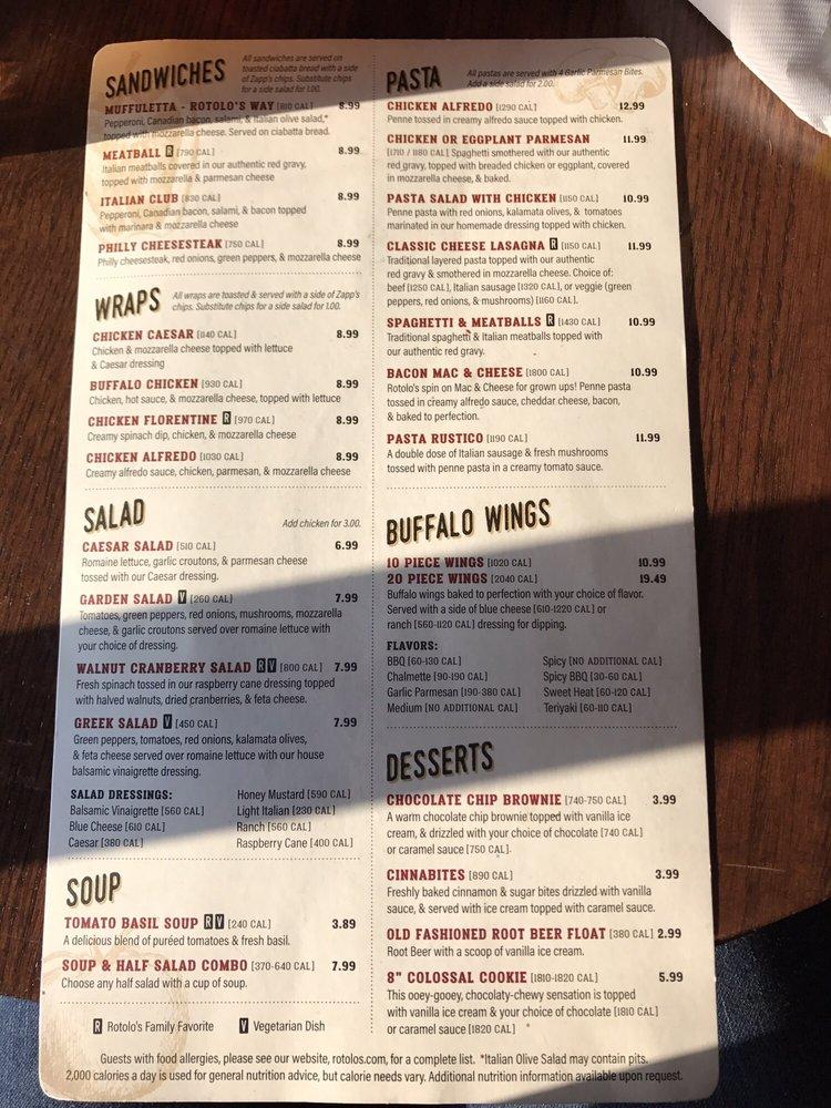 Carta de Rotolo's Pizzeria, Port Allen, La Hwy 1 S ste a