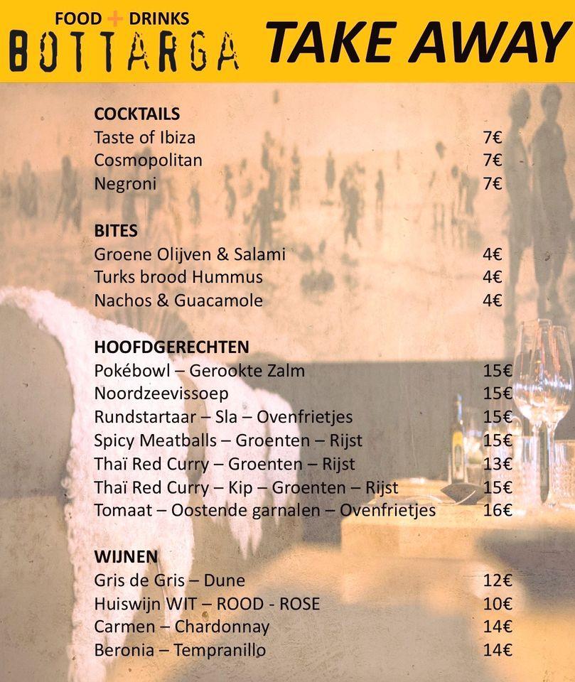 Menu at Bistro Bottarga, Ostend