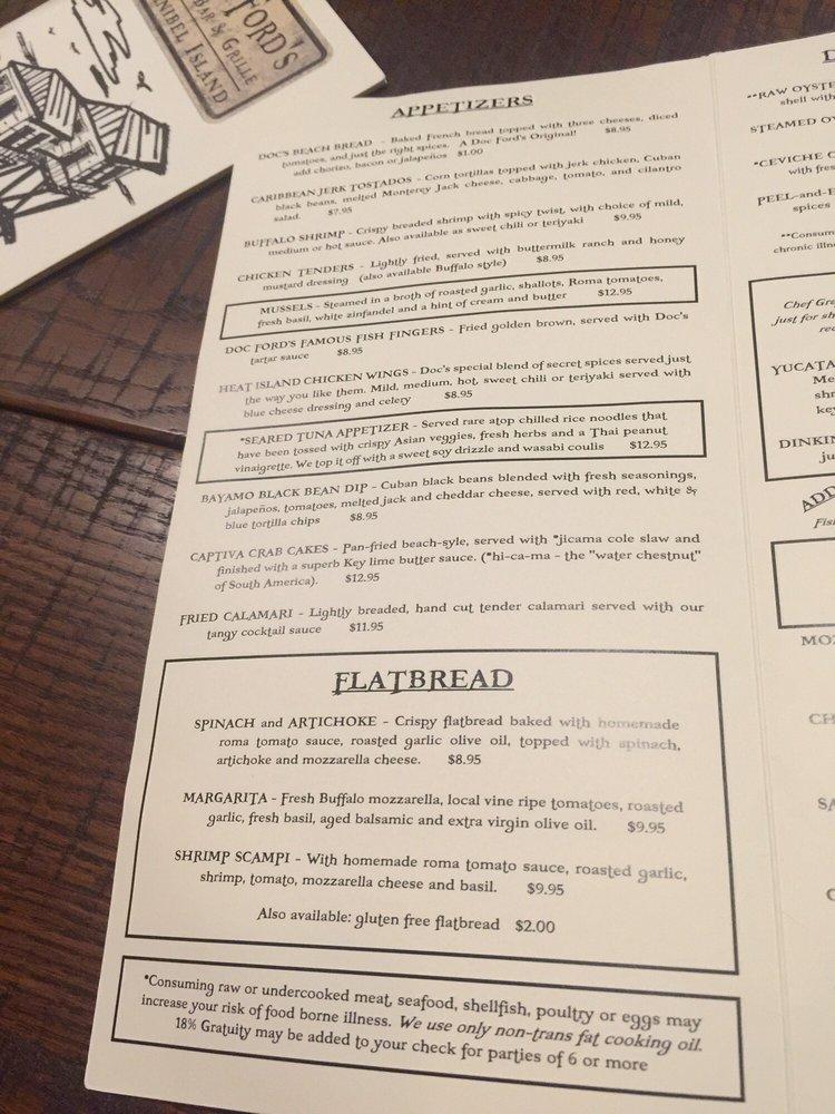 Menu at Doc Ford's Rum Bar & Grille, Sanibel, Island Inn Rd
