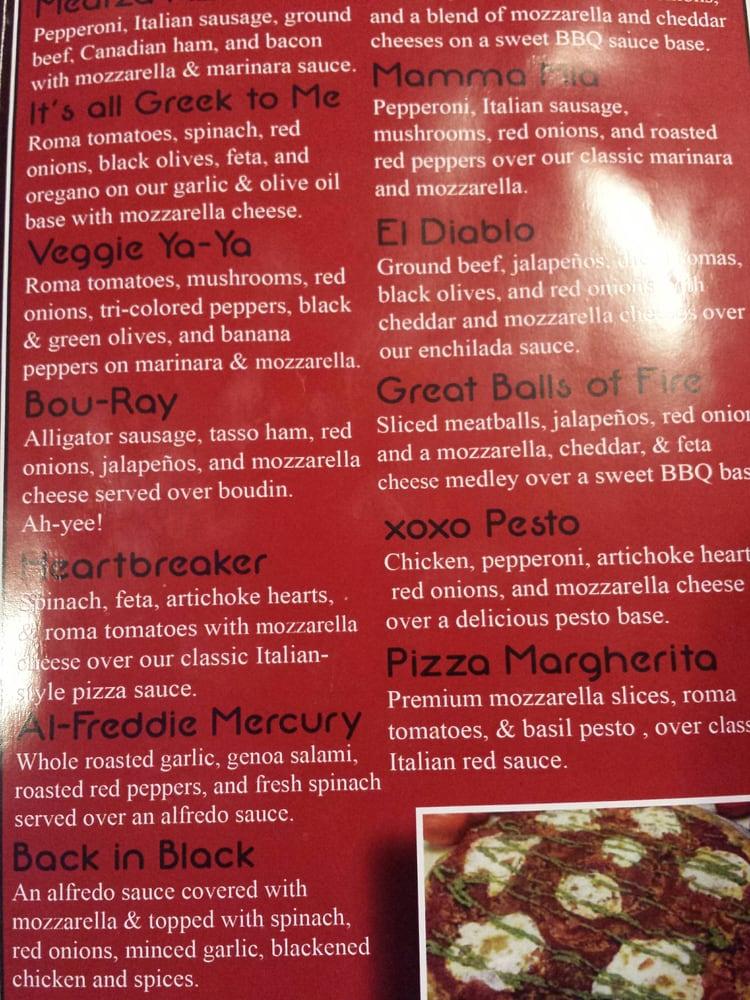 Menu at Red Zeppelin Pizza pizzeria, Baton Rouge
