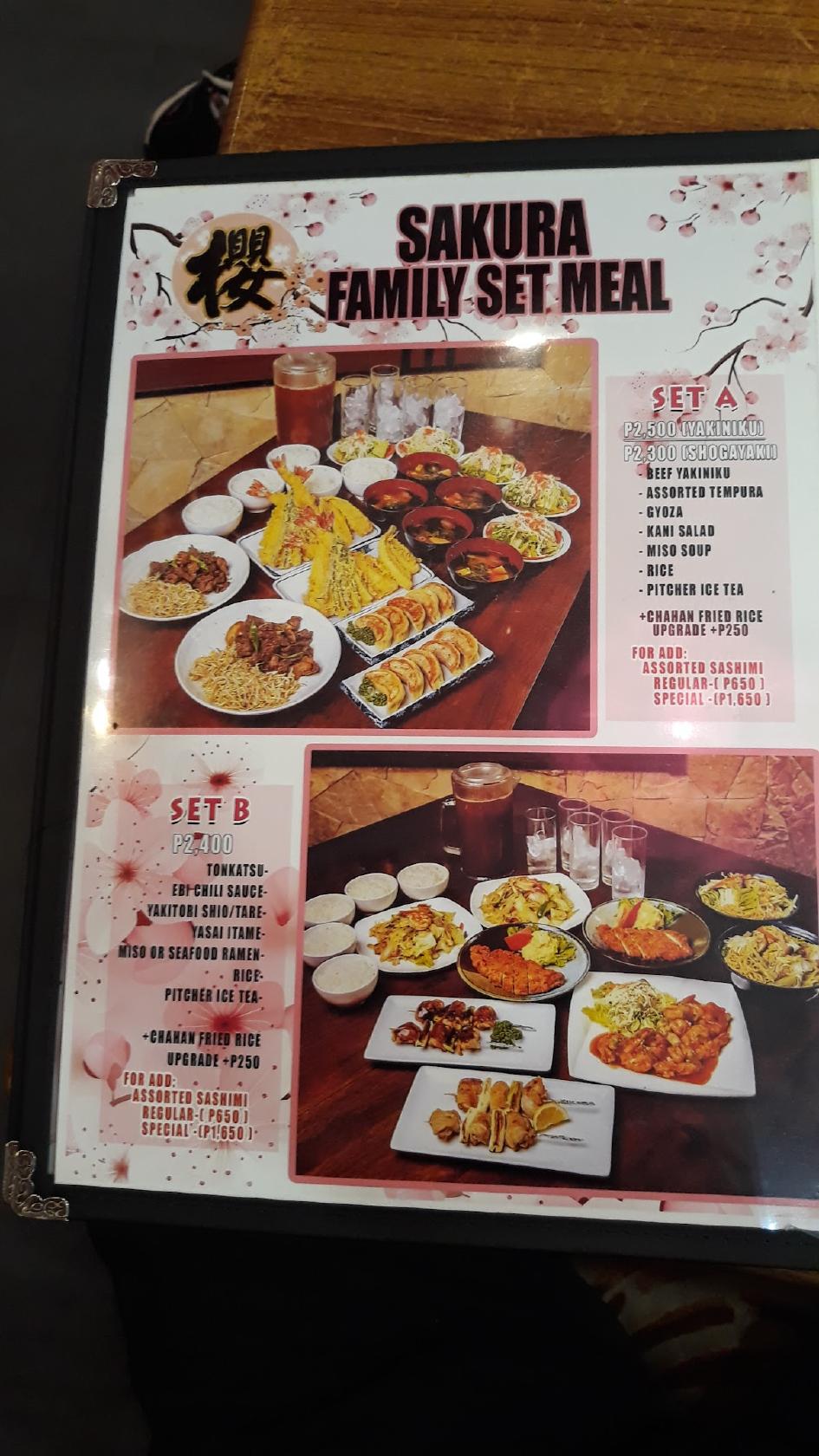 Menu at Sakura restaurant, Angeles, SM City Clark
