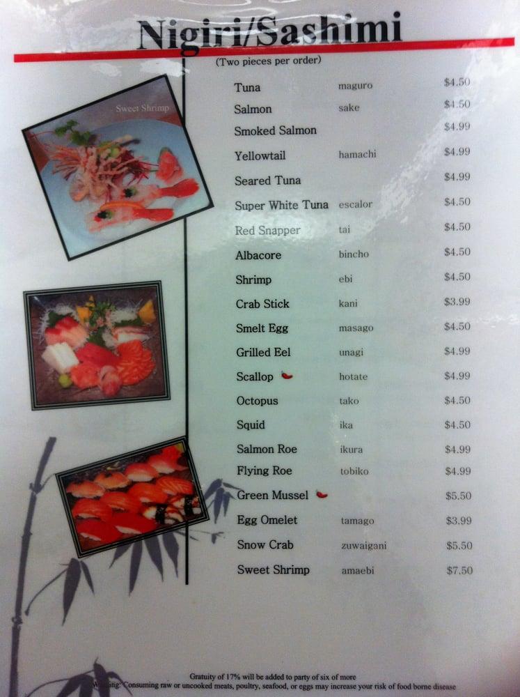 Menu at Sushi NiNi restaurant, Round Rock