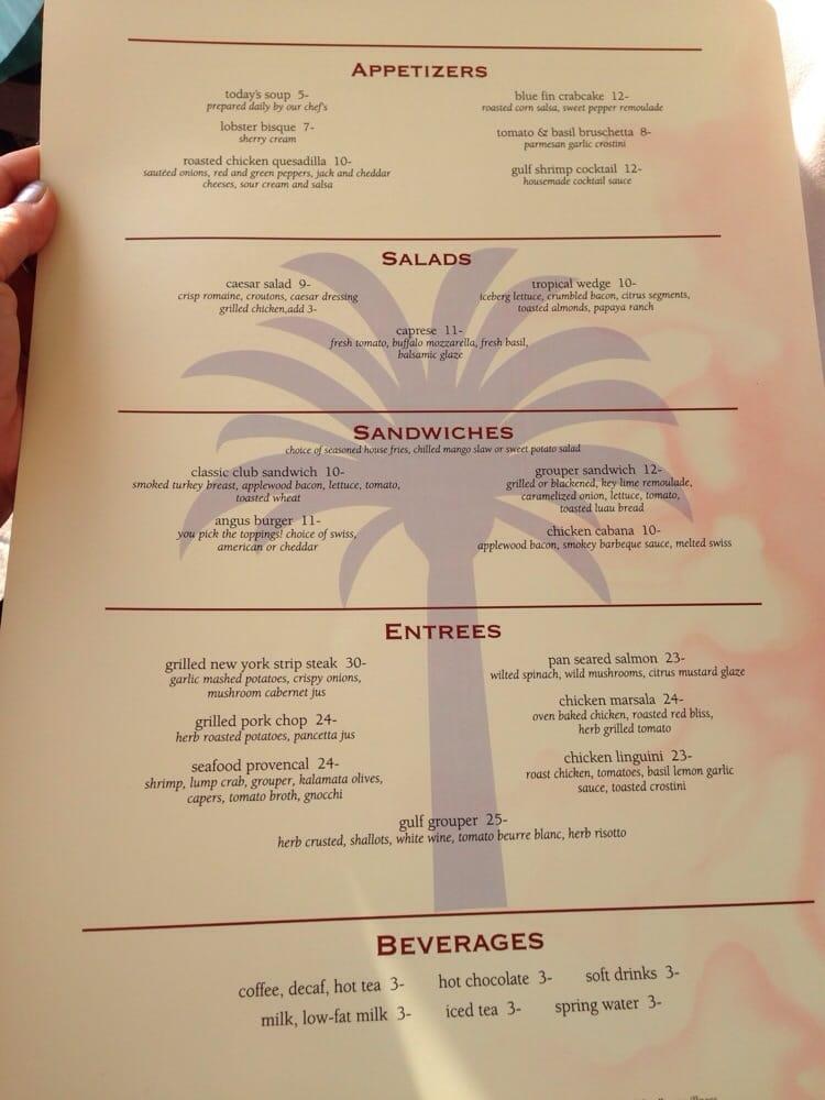 Menu at Candlelight restaurant, Sarasota
