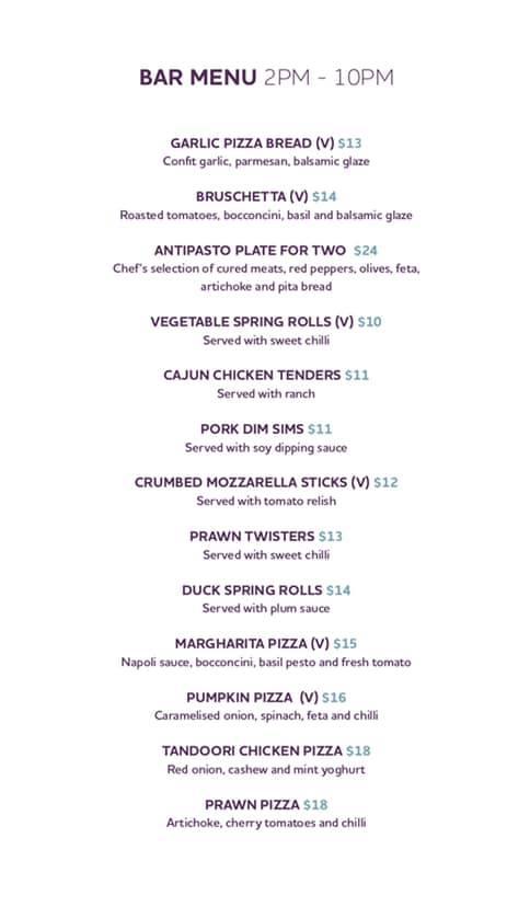 Menu at Celsius Restaurant, Townsville, 166 Woolcock St