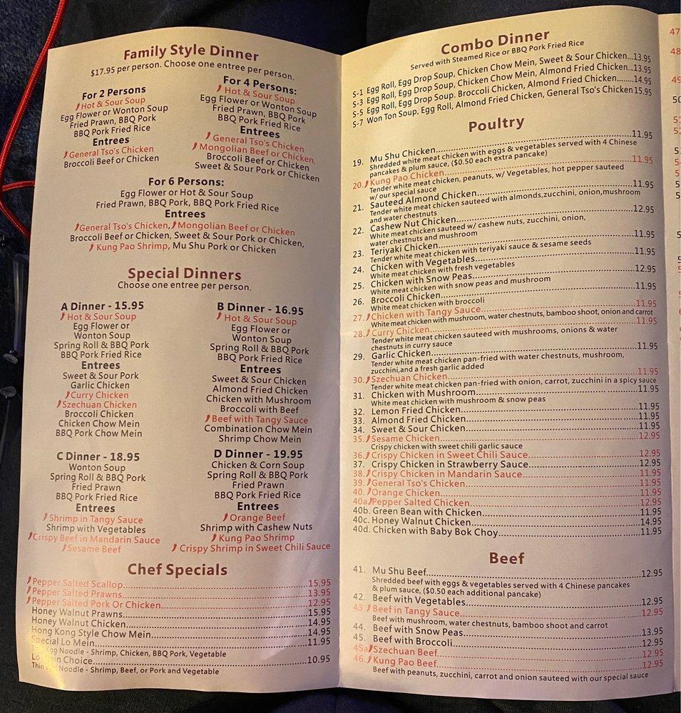 Menu at Ming Garden restaurant, Everett