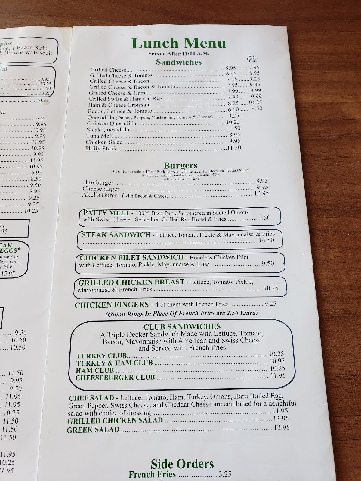 Menu at Spiro's Pancake House restaurant, North Myrtle Beach