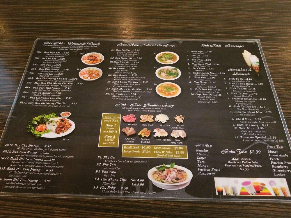 Menu at Thien An Sandwiches restaurant, Houston