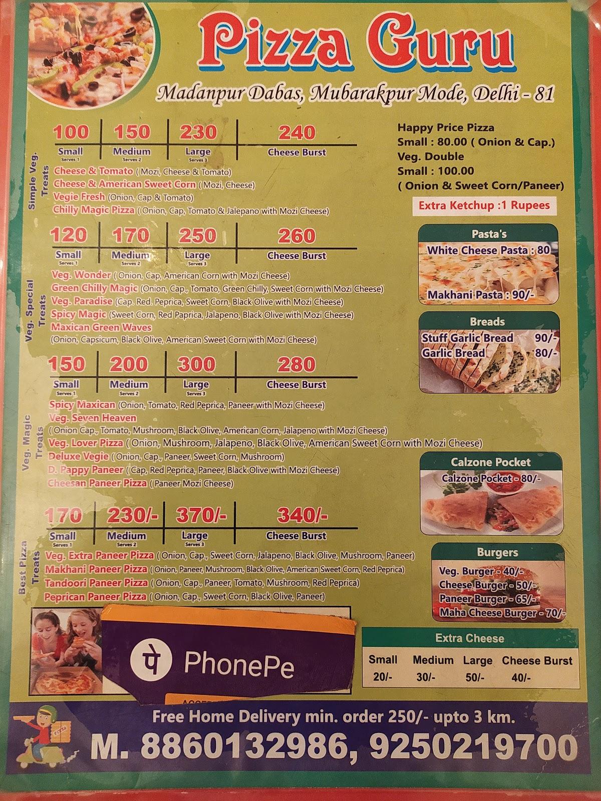 Menu at DABAS PIZZA GURU, Delhi