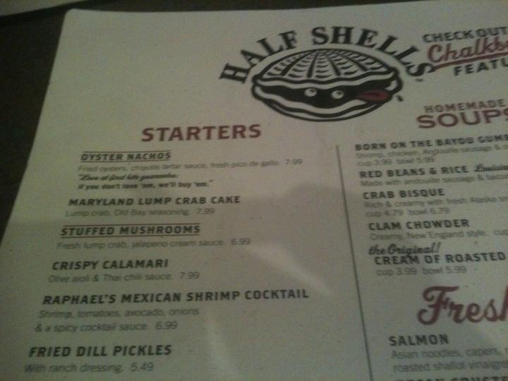Menu at Half Shells pub & bar, Plano