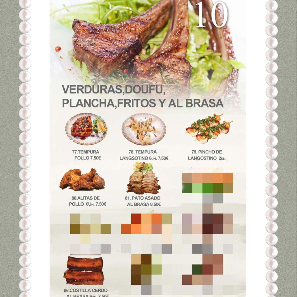 Carta de Shan Restaurant Japonès, Blanes