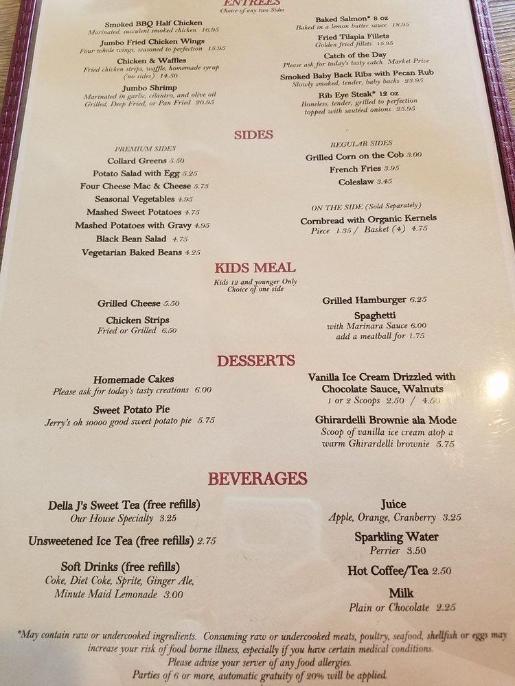Menu at Della J's Delectables BBQ, Springfield