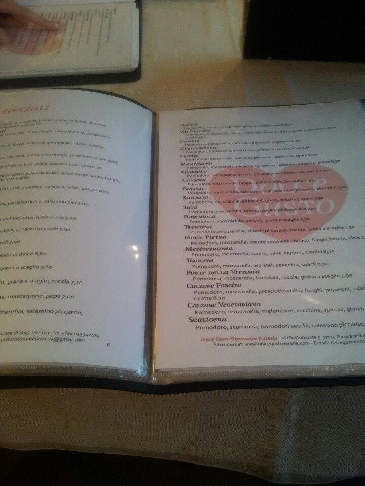 Menu at Dolce Gusto Ristorante Pizzeria, Parona
