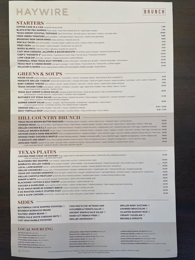 Menu at Haywire pub & bar, Dallas