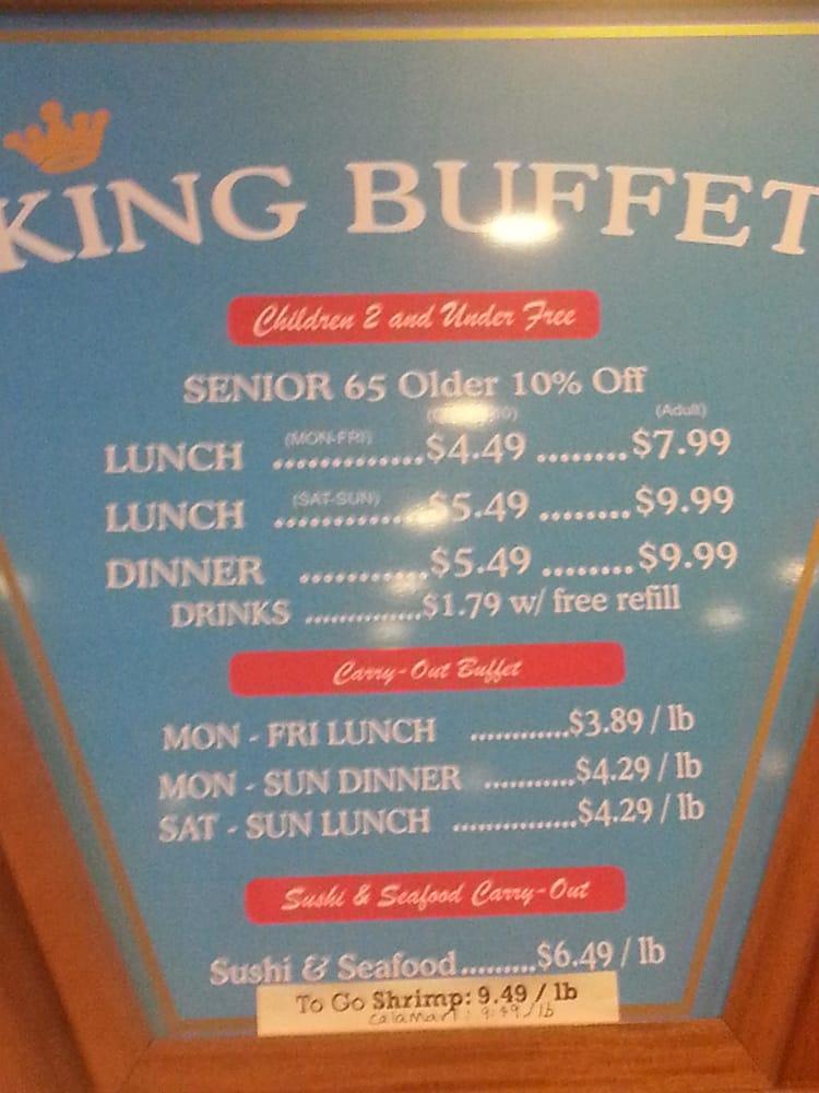 Menu at King Buffet restaurant, Webster, FM 528 Rd