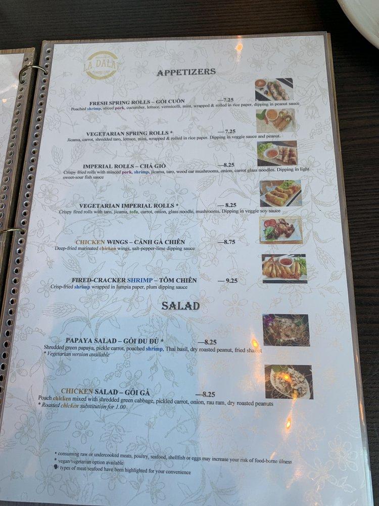 Menu at La Dalat Vietnamese Cuisine restaurant, Temple