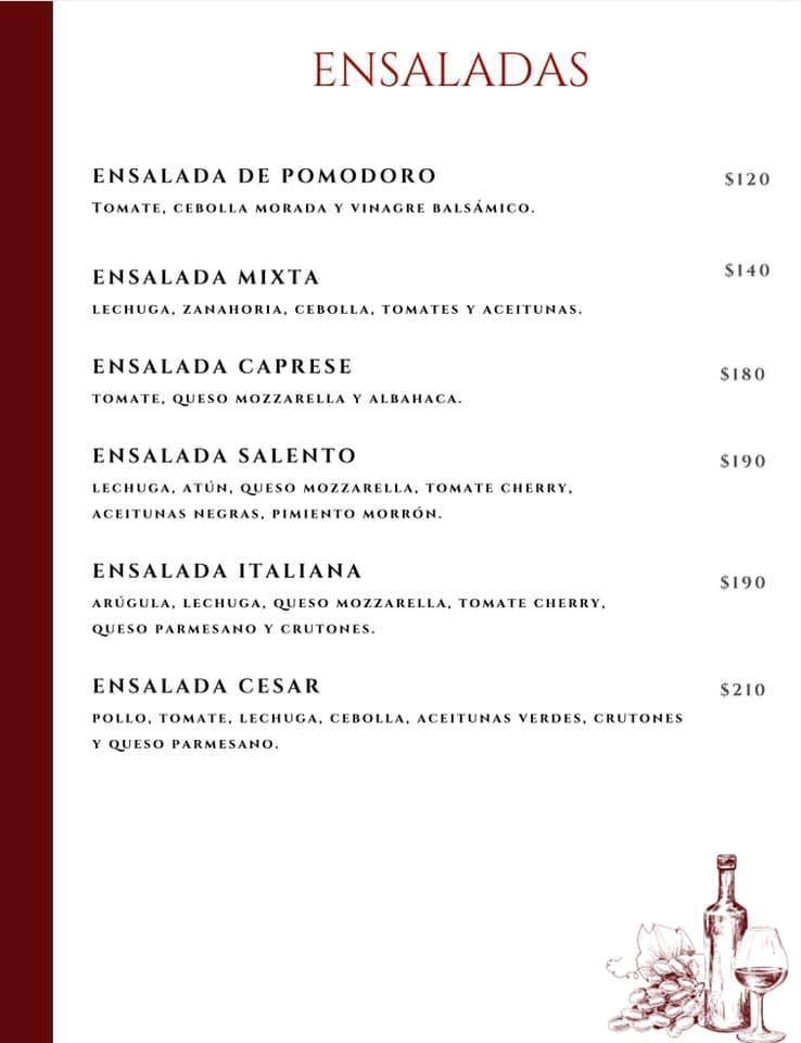 Menu at Salento pub & bar, Playa del Carmen