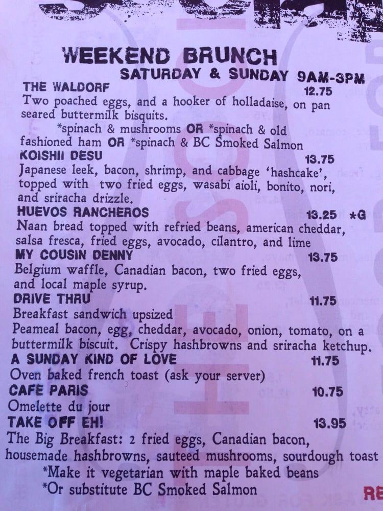 Menu at Socialist Pig, Gananoque