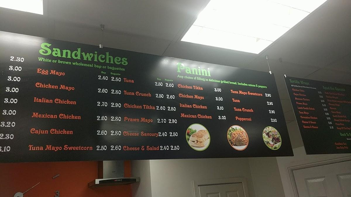 Menu at Spud Hut fast food, Shipley
