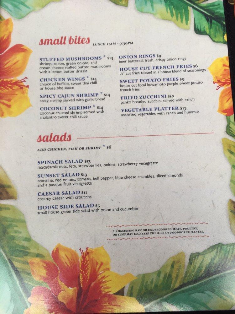 Menu at Sunset Terrace pub & bar, Kahaluu-Keauhou