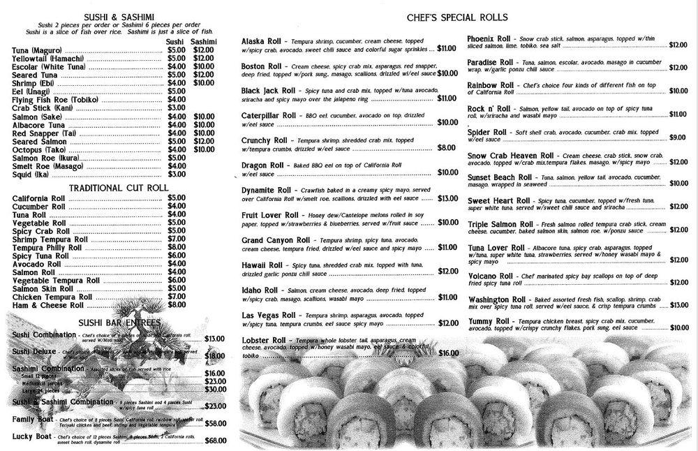 Menu at Sushi Sushi restaurant, Nampa
