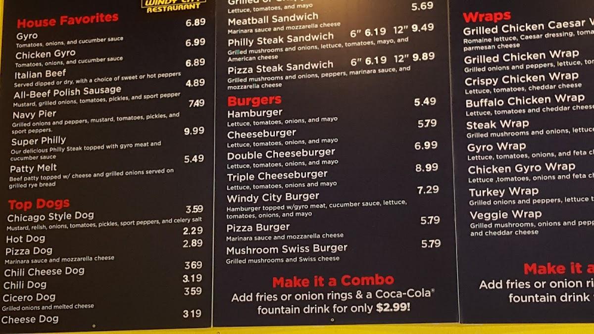 Menu at Taste Of The Windy City restaurant, Appleton