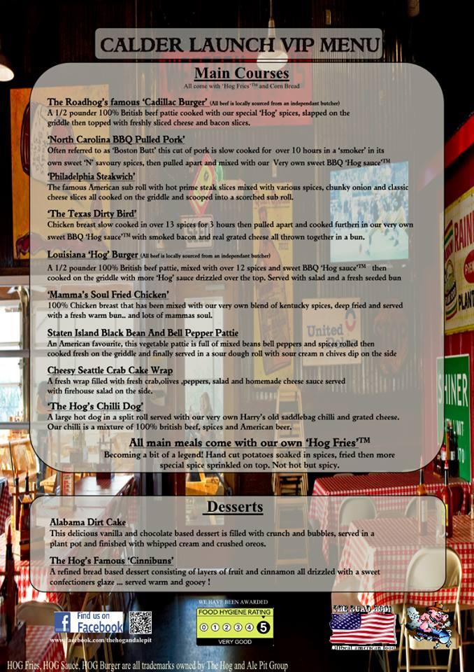 Menu at The Road Hog Diner pub & bar, Wakefield