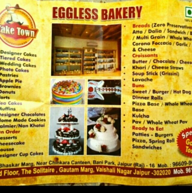 Menu at CAKE TOWN, Jaipur, The Solitaire Building
