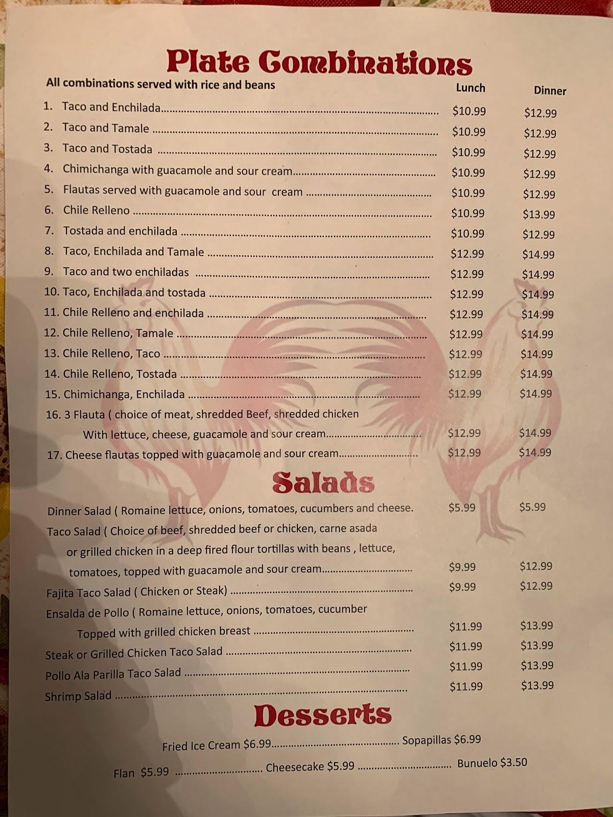 Menu at Los Gallos pub & bar, Fallon