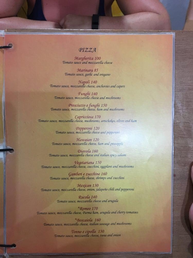 Menu at Romeo Trattoria Pizzeria, Playa del Carmen, Calle 4 Nte 150