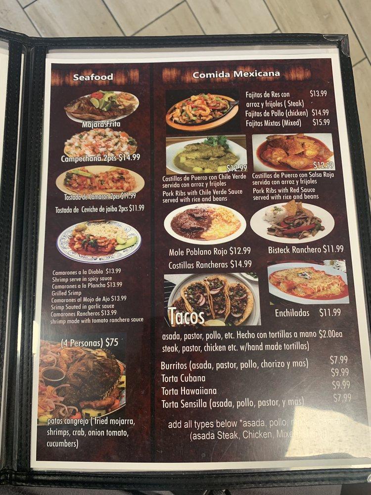 Menu at Sabor latino restaurant, Bakersfield