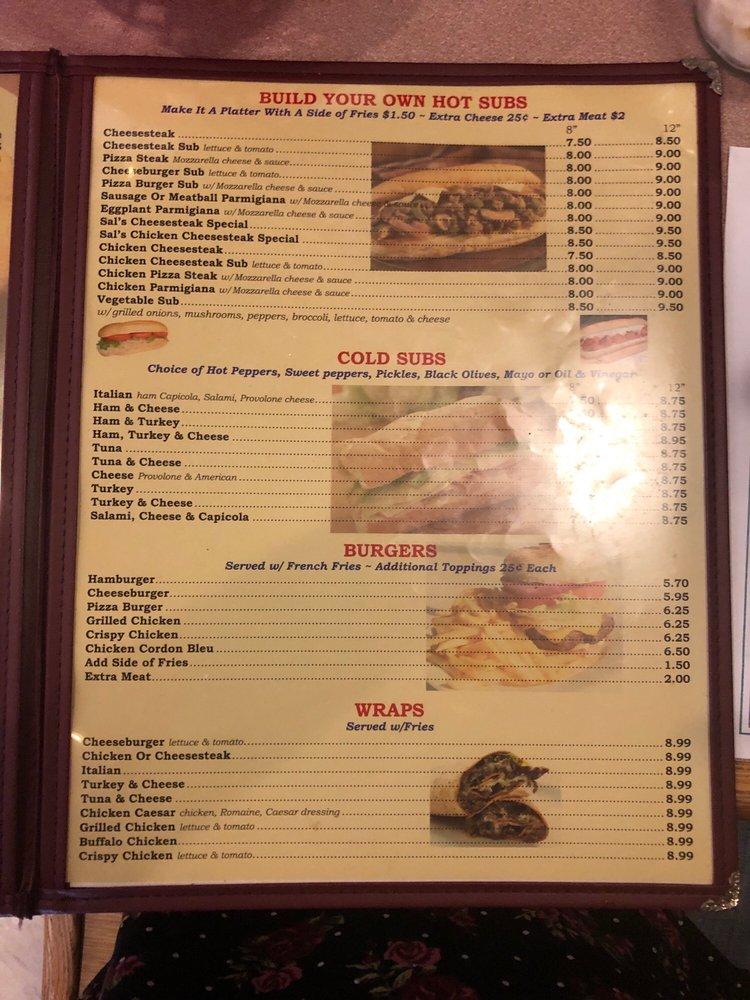 Menu at Sal's Italian Restaurant, Seaford