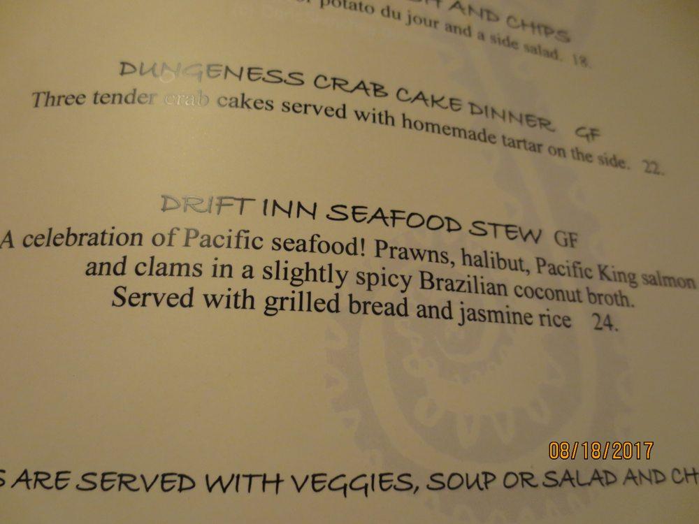 Menu at The Drift Inn Hotel and Restaurant, Yachats, 124 US-101