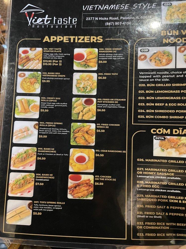Menu at Viet Taste pub & bar, Palatine