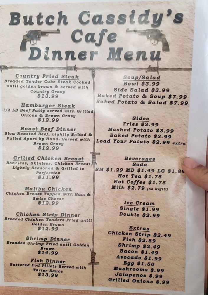 Menu at Butch Cassidy's Hideout desserts, Circleville, 339 US-89