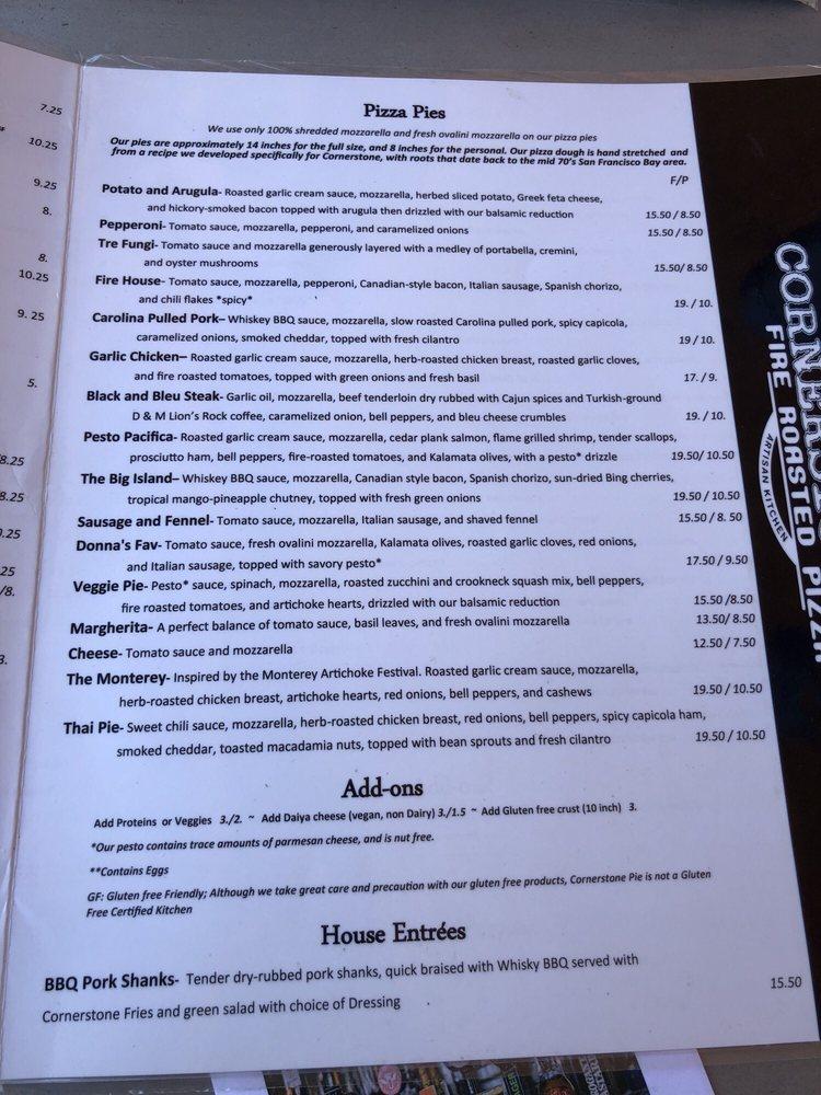 Menu at Cornerstone Pie pub & bar, Ellensburg