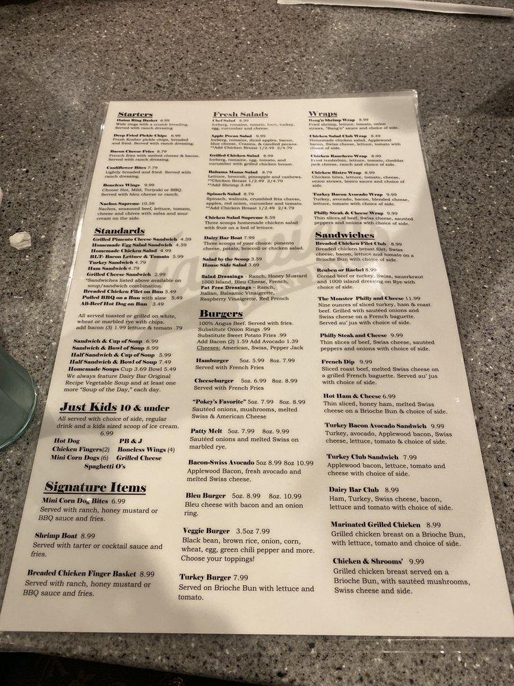 Menu at Fairview Dairy Bar, Sanford