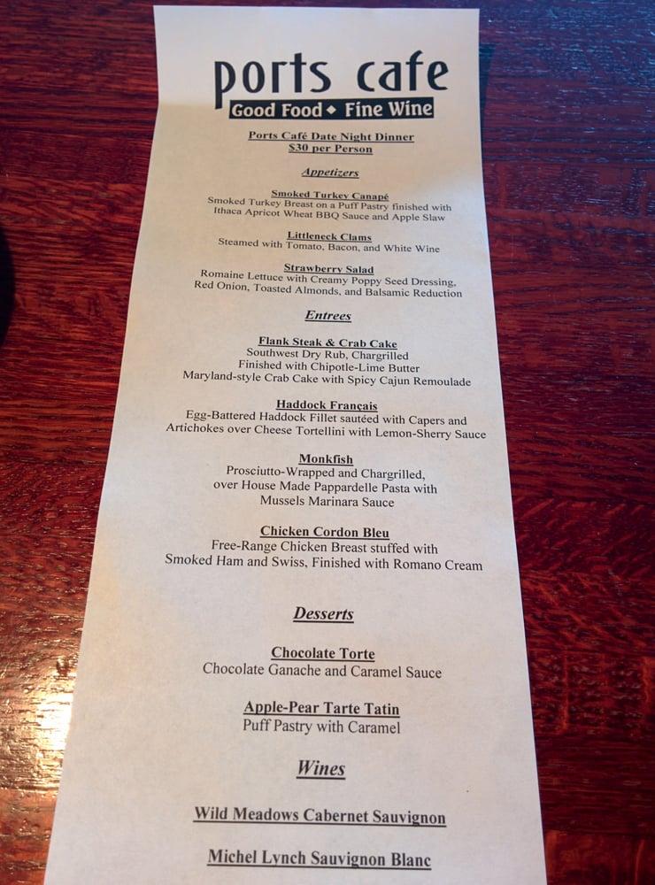 Menu at Ports Cafe, Geneva