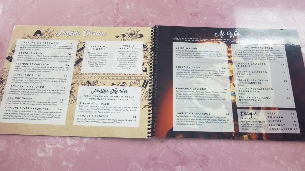 Menu at Restaurant Peruano, Miami