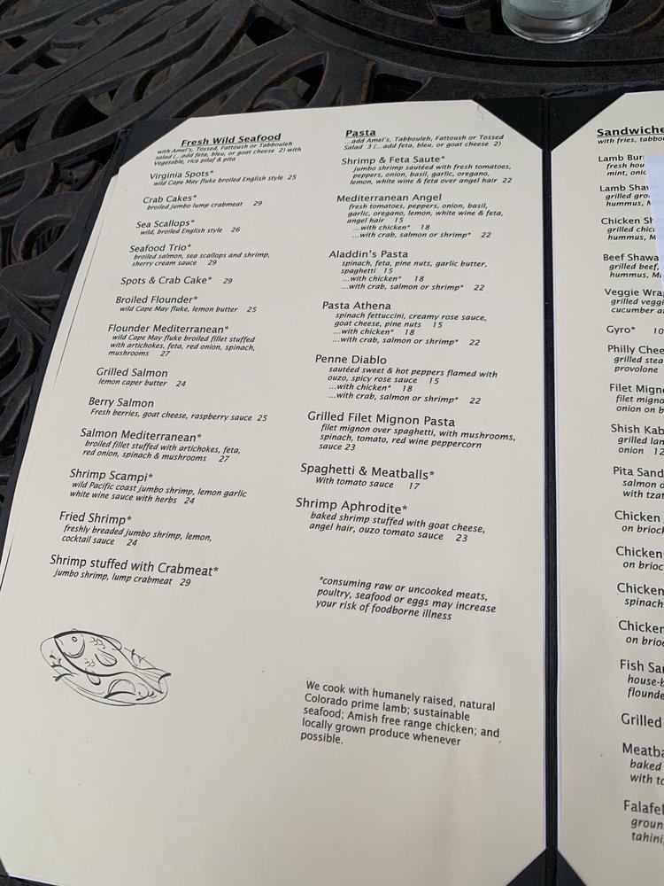 Menu at Amel's Restaurant, Pittsburgh